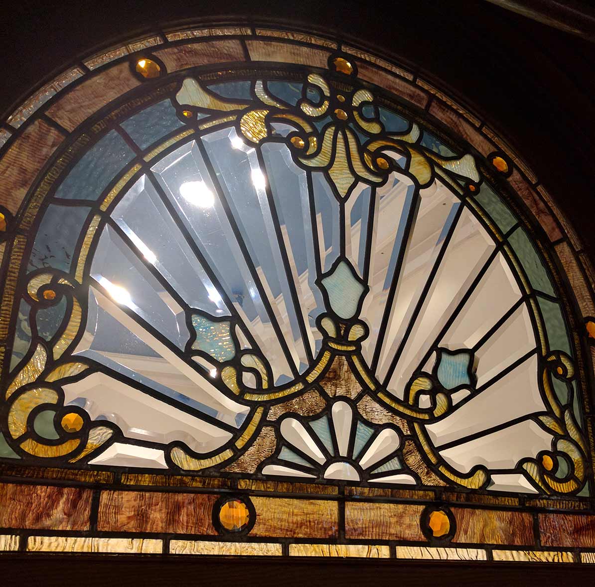 Stain Glass Windows and Antique Light Fixtures